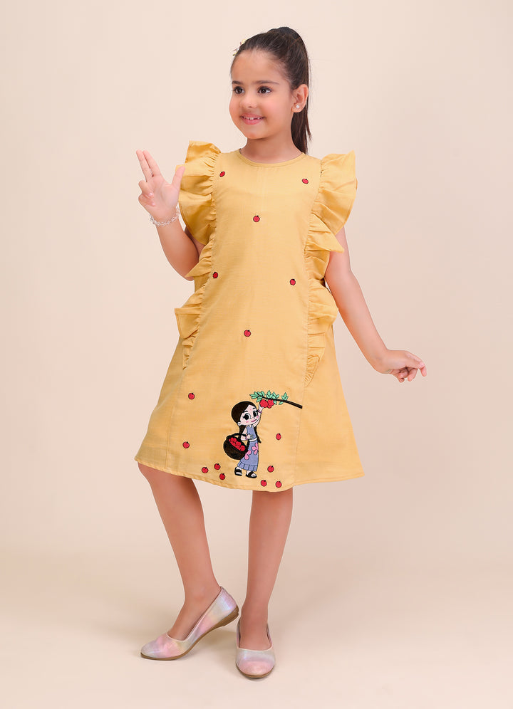 Chutki Sweet Pick Frock – Marigold – Green Gold Store